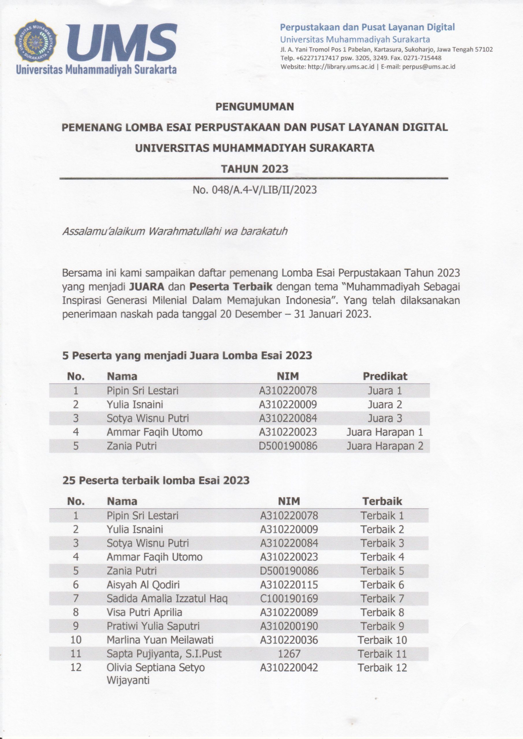 August 2023 – UMS Library and Digital Services Center